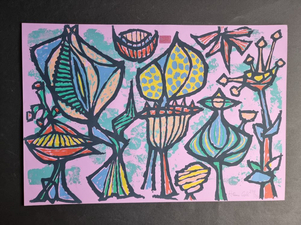 Hans Aebi, auch bekannt als Juan Aebi, LINOLSCHNITT SIGNIERT (Gebraucht ...