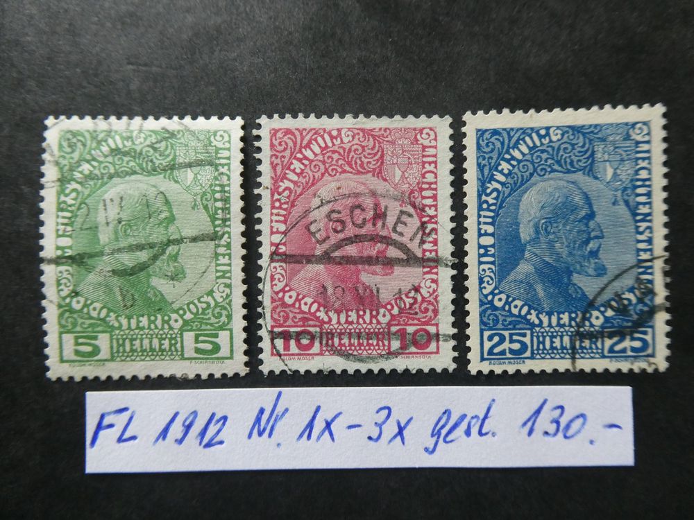 FL 1912 Nr. 1x-3x gestempelt (Gebraucht) in Lausen für CHF 17.5 – mit Lieferung auf Ricardo kaufen