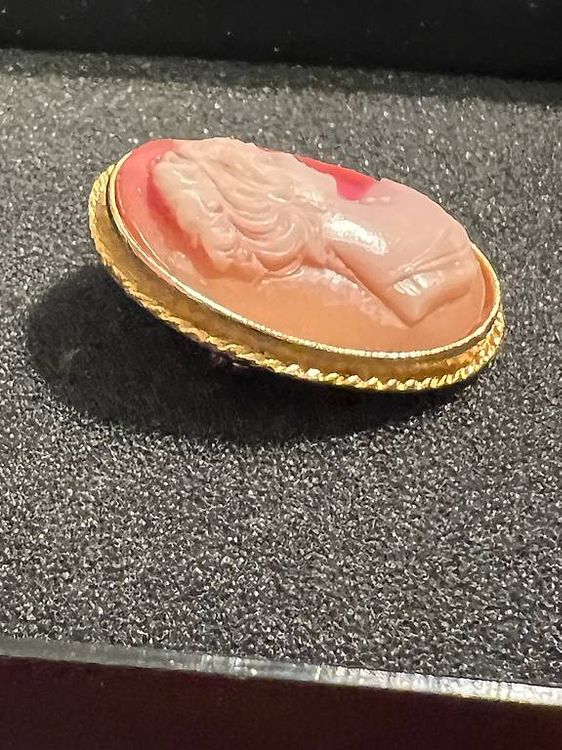 Broche camée coquille Monture dorée Profil féminin (Gebraucht) in ...