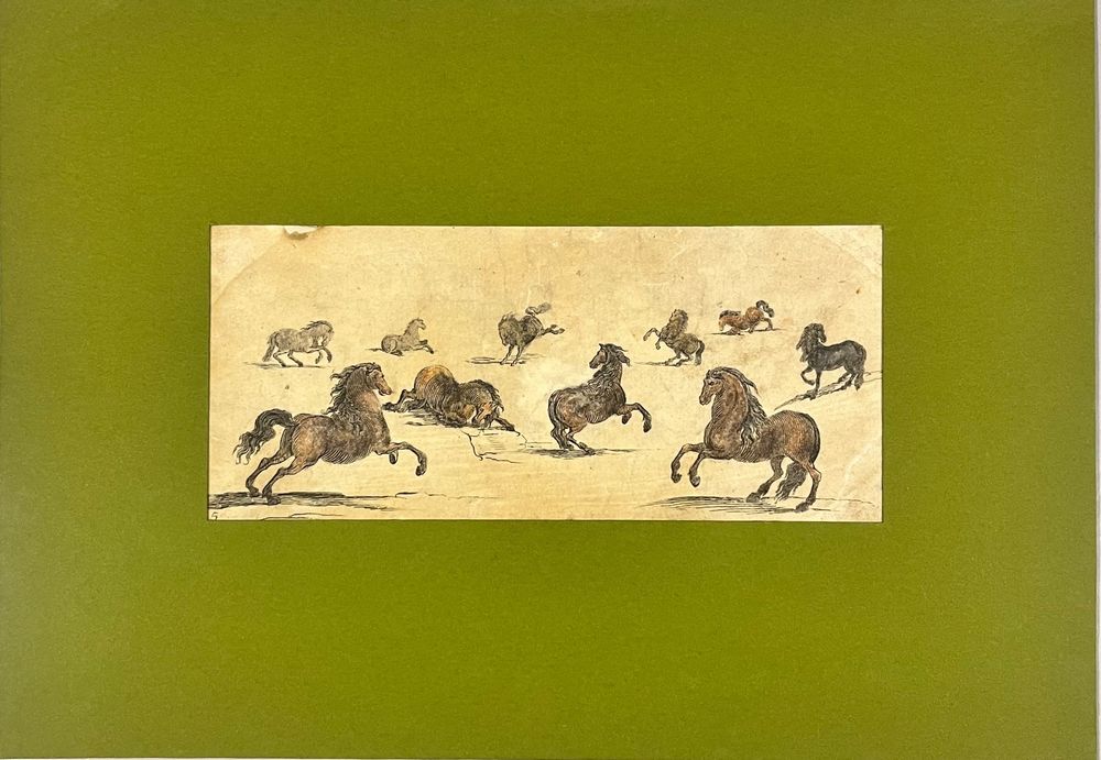 Antike Handkolorierte Kuppferstich mit Pferden (Gebraucht) in Hochdorf für CHF 10 – mit ...