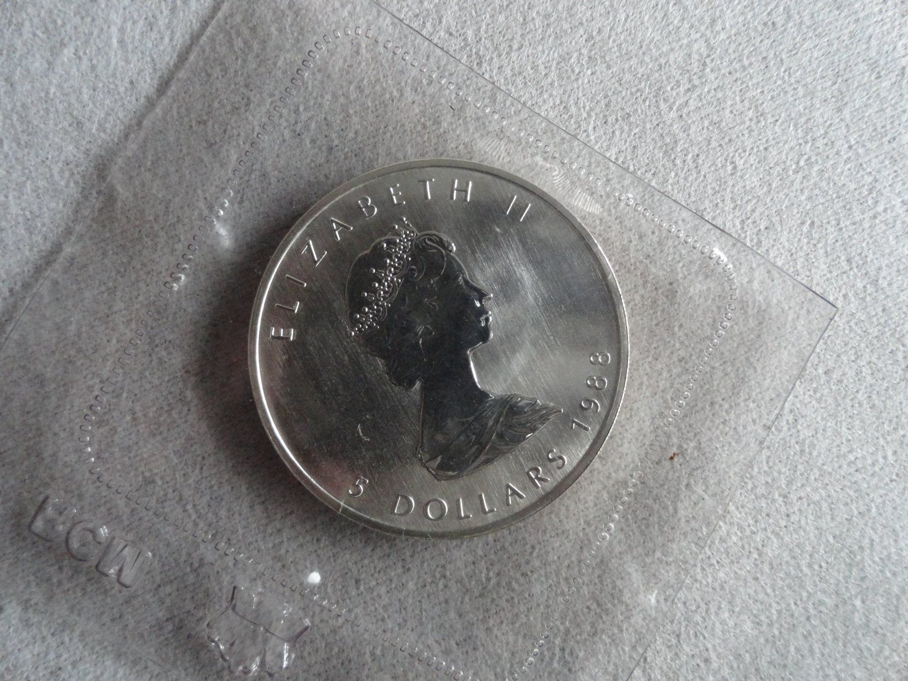 Silbermünze Kanada Maple Leaf 5 Dollars 1988 - Elizabeth II (Neu und ...