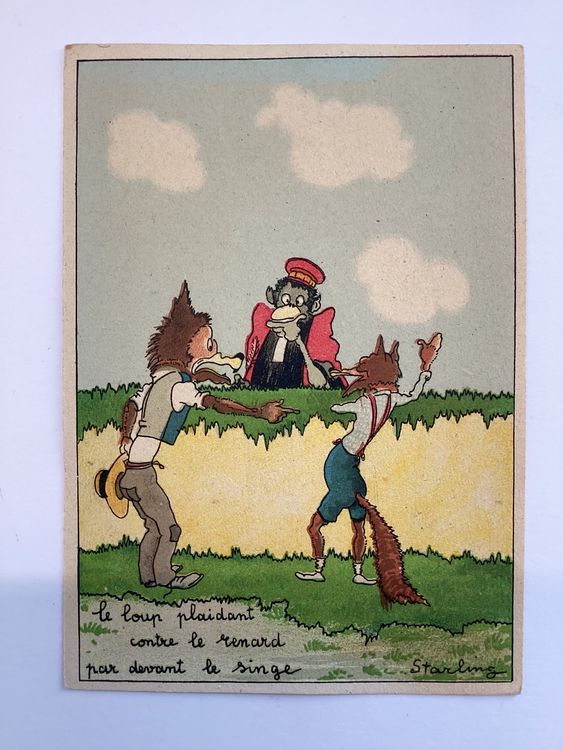 Antike Ansichtskarte Fuchs und Affe Comic | Kaufen auf Ricardo