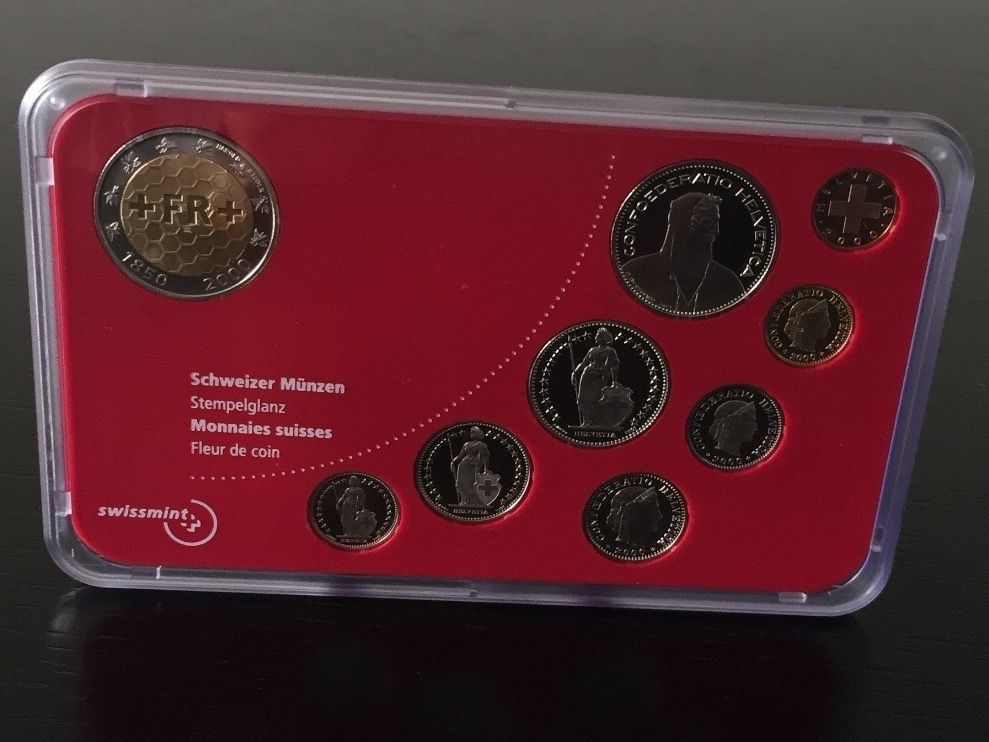Schweizer Münzsatz 2000, 150 Jahre Schweizer Franken STGL (Neu und originalverpackt) in ...