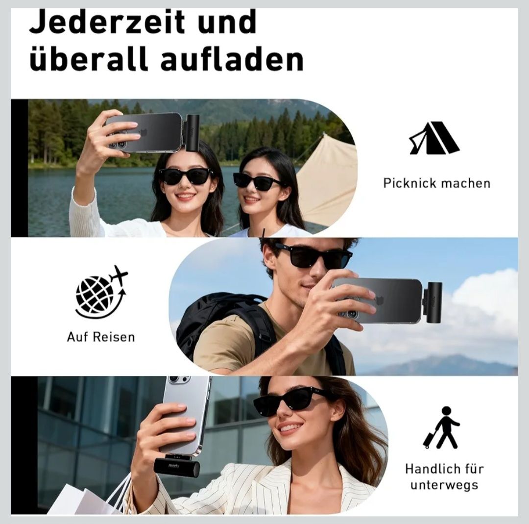 2 Stück Miady Mini Powerbank 5000 mAh – USB-C-Anschluss, (Neu und ...