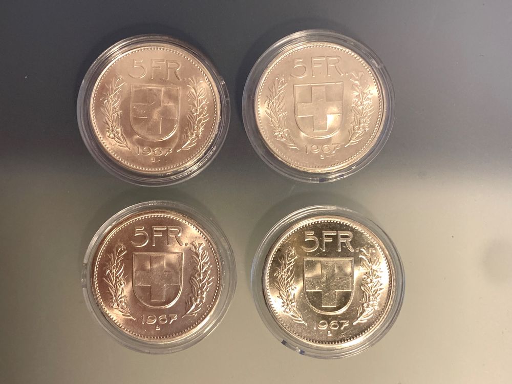 5 Franken Silber Münzen Set total mit 4 Stück Jahrgang 1967 (Gebraucht) in Oberegg für CHF 41 ...