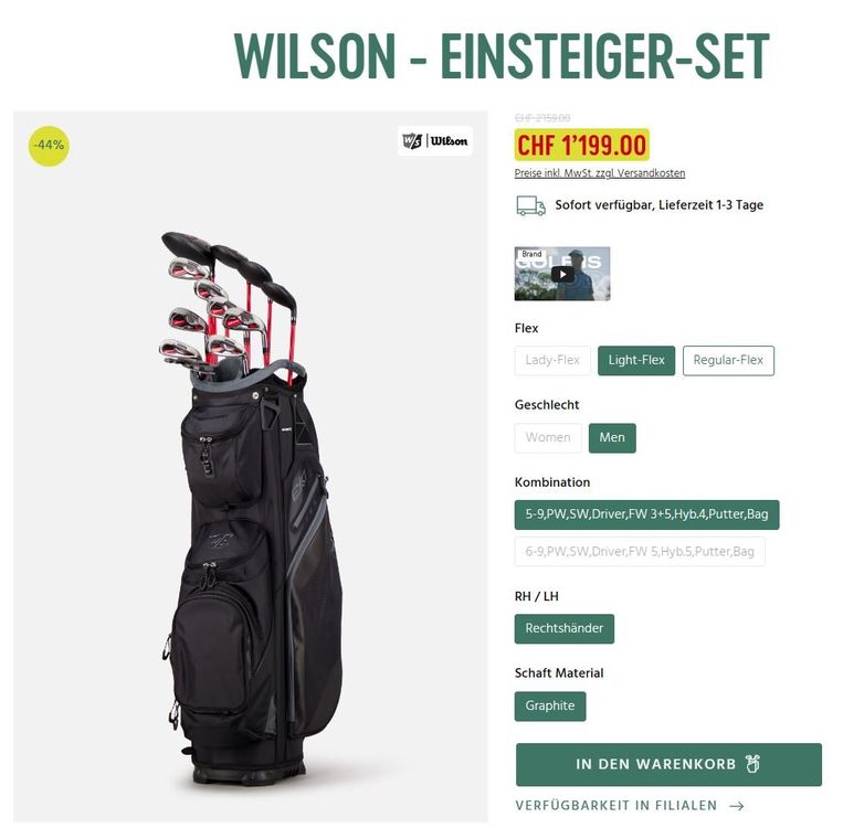 Wilson Staff Golfset Männer RH mit Caddy und mehr (Gebraucht) in ...