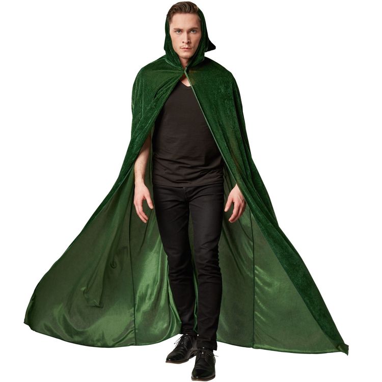 Samt Umhang mit Kapuze - grün, 158 cm | Kaufen auf Ricardo