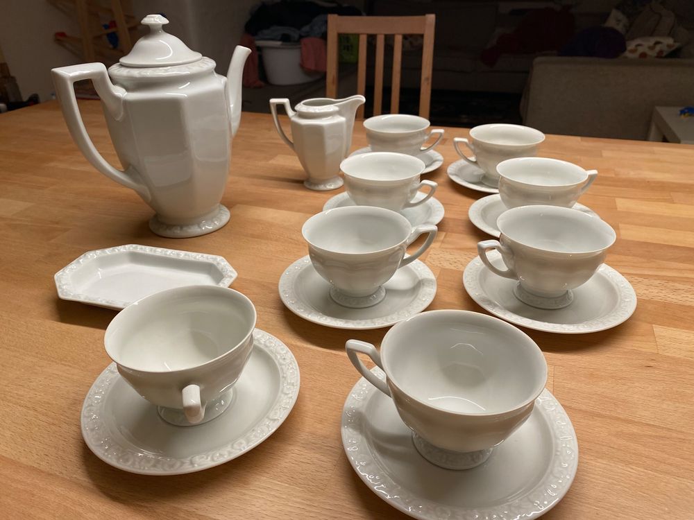 Gut erhaltenes Rosenthal Maria Kaffee Service 19 Teile weiss (Gebraucht ...