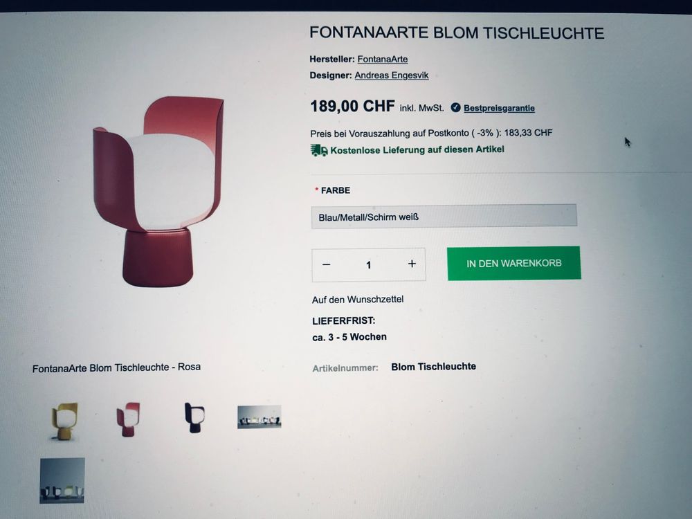 Design Lampe (Gebraucht) in Zürich für CHF 55 – mit Lieferung auf ...
