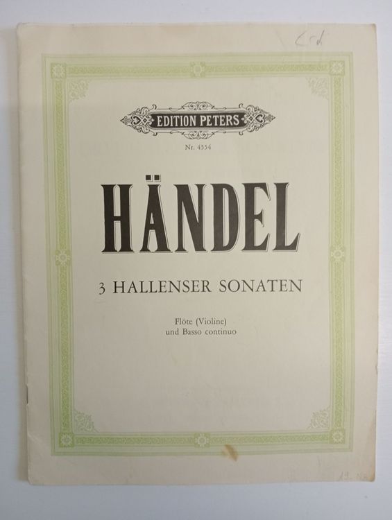Händel: 3 Hallenser Sonaten - Edition Peters Nr. 4554 (Gebraucht) in ...