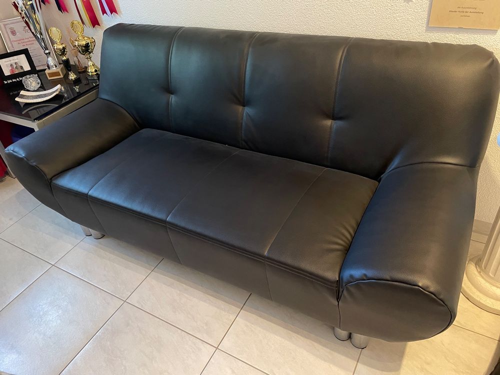 2er Leder-Couch schwarz | Kaufen auf Ricardo