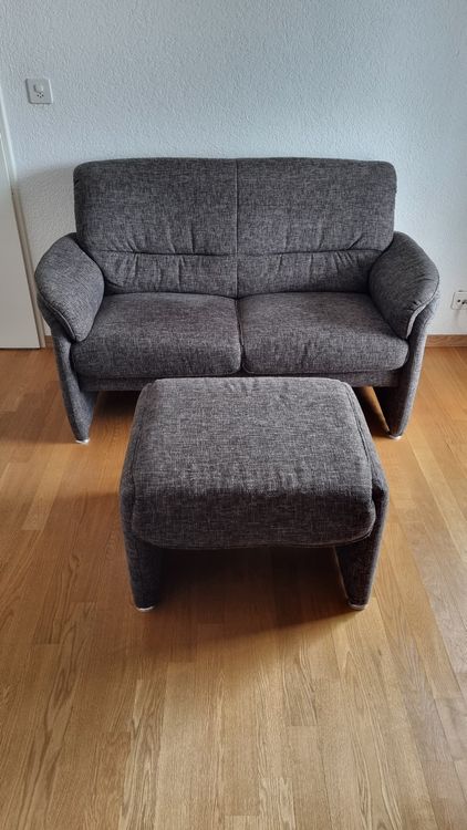 2er-Sofa mit Hocker, Stoffbezug, dunkel (Gebraucht) in Bonstetten für ...