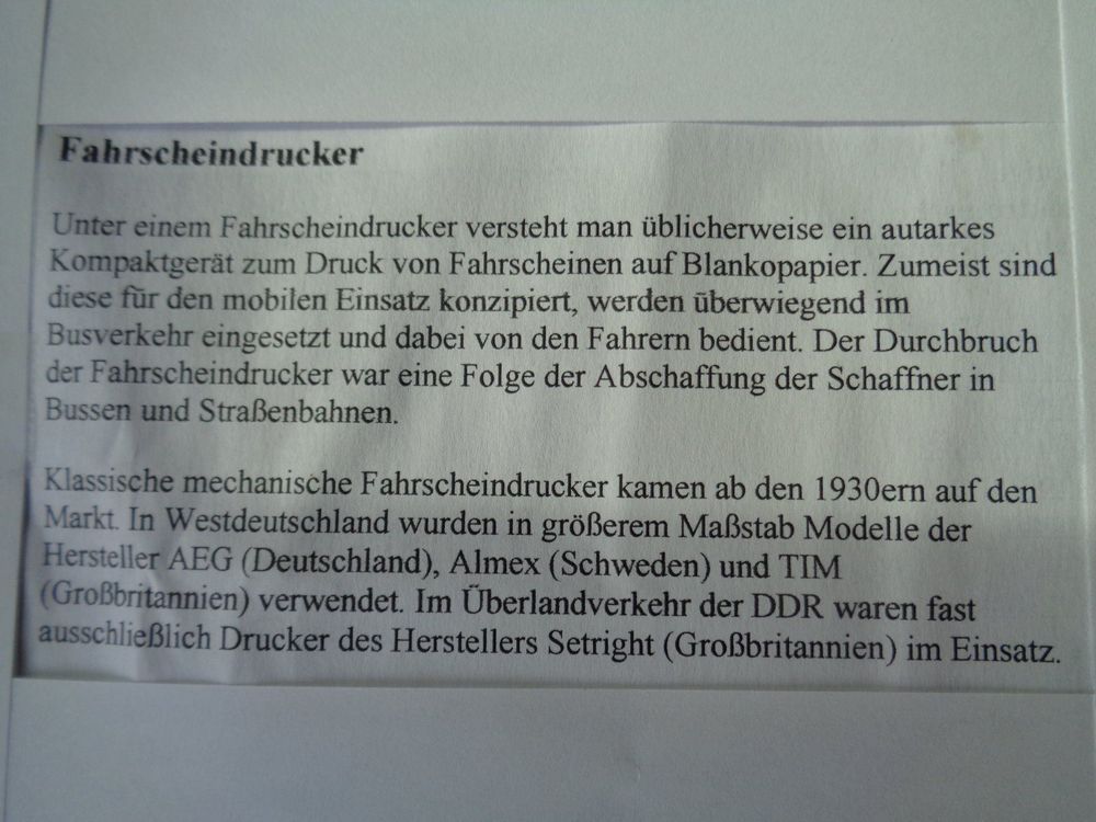 Bahn / Bus - Fahrscheindrucker ALMEX (Gebraucht) in Mittelhäusern für ...