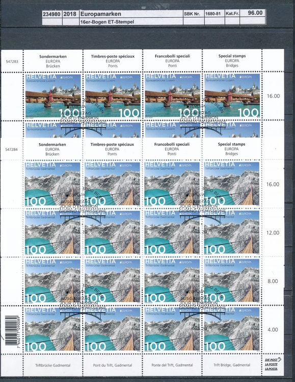 2018 Europamarken - 16er Bogen | Kaufen auf Ricardo