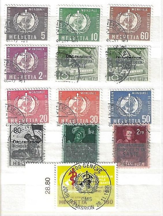 Lot de Timbres de l'OMS, oblitérés (D'occasion) à PRANGINS pour CHF 1 – avec livraison | Acheter ...