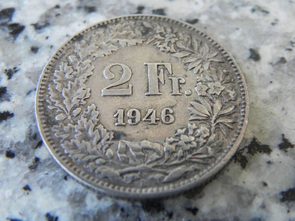 Schweizer Silber Münze 1946 CHF 2.- (Gebraucht) in Basel für CHF 10 – mit Lieferung auf Ricardo ...