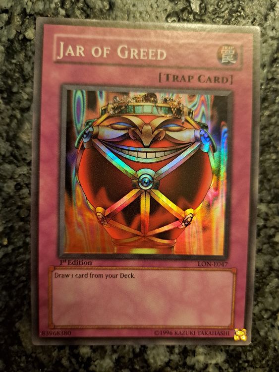 Yu-Gi-Oh Jar of greed LON-E047 Super rare (Neu (gemäss Beschreibung ...