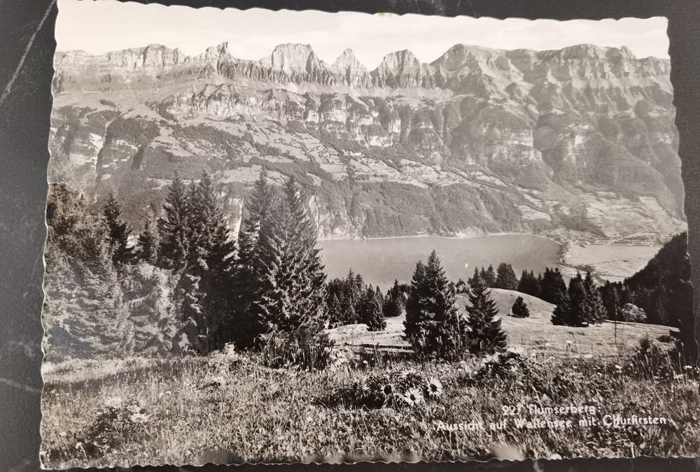 alte AK, Flumserberg, Walensee, Churfirsten, gelaufen ( (Gebraucht) in Kaiseraugst für CHF 4 ...