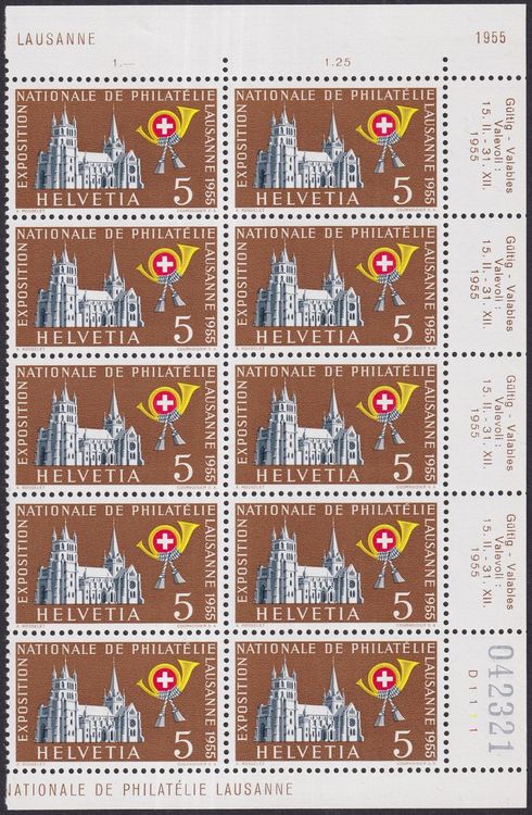 1955, Nr.320 Bogenteil zu 10 Marken postfrisch ** FW! (Gebraucht) in ...