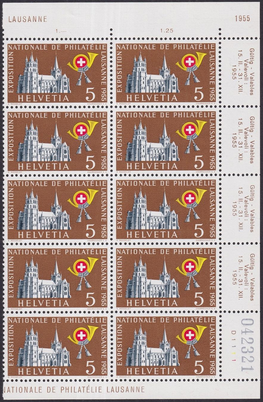 1955, Nr.320 Bogenteil zu 10 Marken postfrisch ** FW! (Gebraucht) in ...