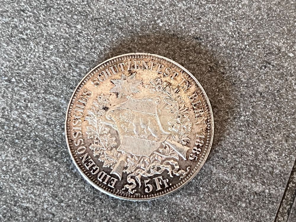 Münzen 5 Franken Schweiz Bern 1885 schützentaler Silber (Gebraucht) in Affoltern am Albis für ...