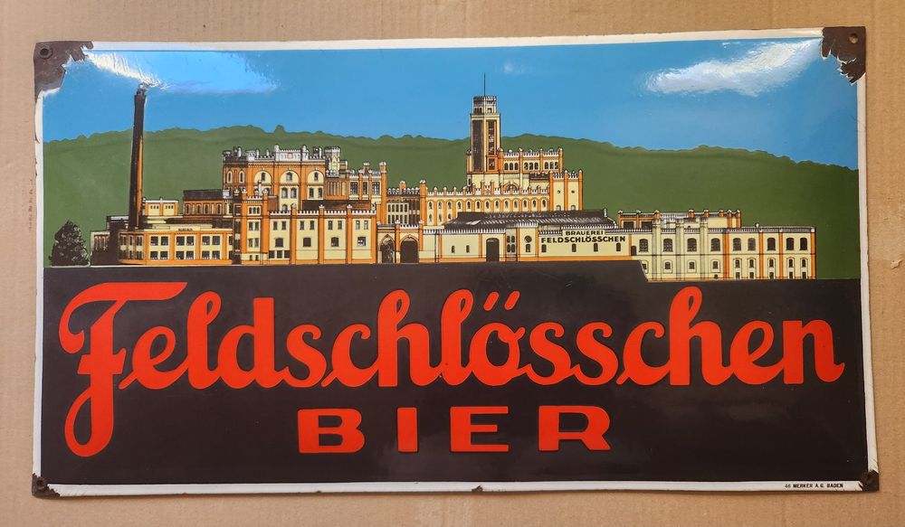 Emailschild Feldschlösschen BIER "BIER in Rot" extrem selten (Gebraucht ...