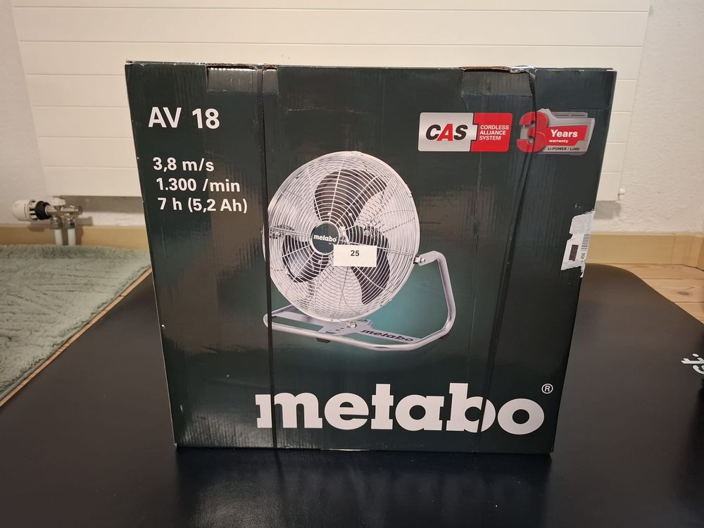 Metabo Akku-Ventilator AV 18 / 18V ohne Akku (Neu und originalverpackt) in Windlach für CHF 68 ...