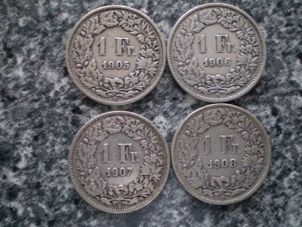 4 x 1 Fr. 1905,1906,1907,1908 !!! ab 1.- !!! (Gebraucht) in Dierikon für CHF 14 – mit Lieferung ...