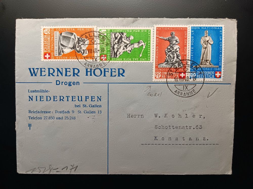 PP - Serie auf Gesch.Brief mit Zensur nach Konstanz 1940 | Kaufen auf Ricardo