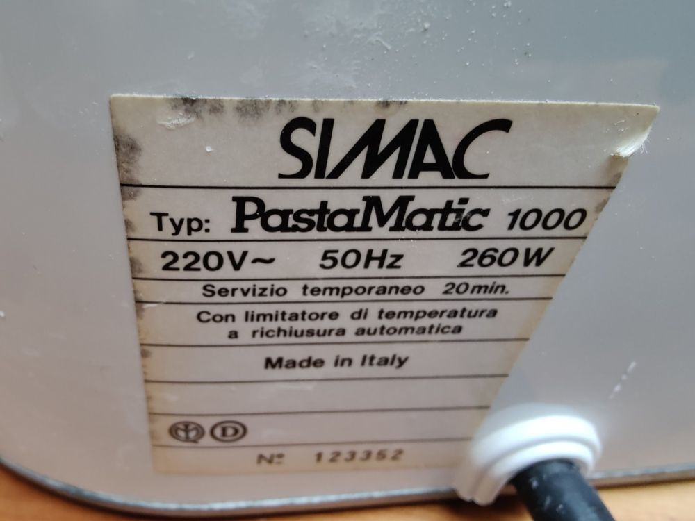 Pastamaschine von Simac PastaMatic 1000 (Gebraucht) in Mellingen für CHF 99 – mit Lieferung auf ...