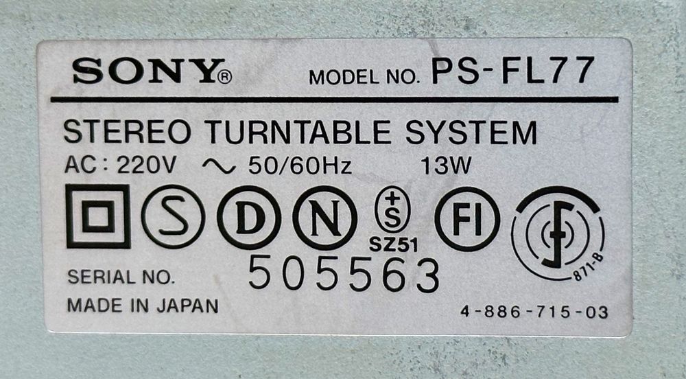SONY PS-FL77 Stereo Linear Turntable System Plattenspieler (Gebraucht ...
