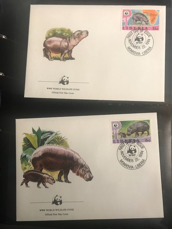 WWF Liberia 1984 Satz Zwergflusspferd Ersttagsbrief (Neu (gemäss Beschreibung)) in Liestal für ...