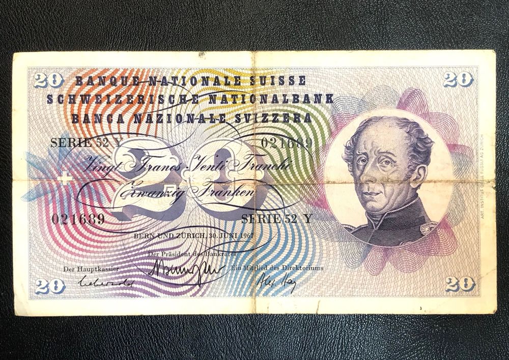 20er Banknote Franken Schweiz 1967 | Kaufen auf Ricardo