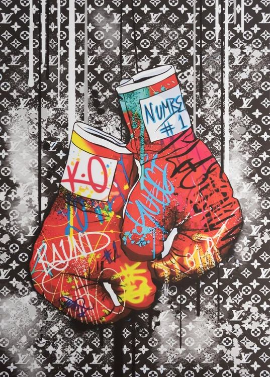 Tableau luxe LV gant de boxe noir avec cadre | Kaufen auf Ricardo