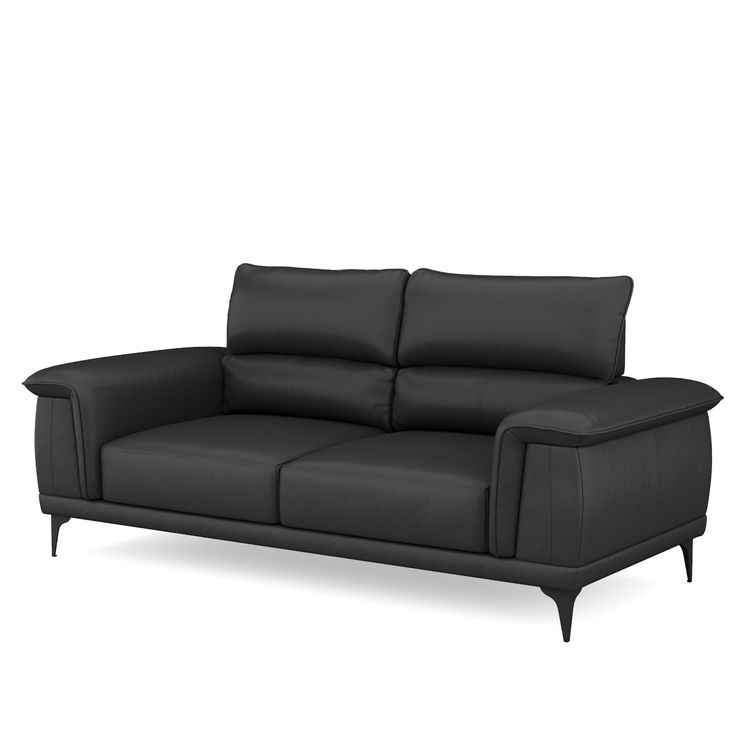 Sofa Leder Schwarz 3 Sitzer