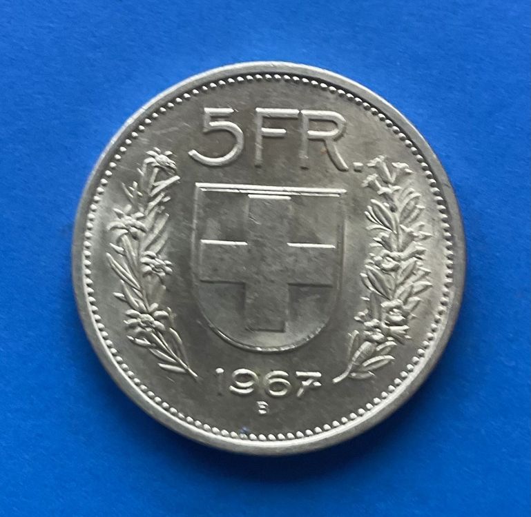 Silbermünze 5 Franken, Jahrgang 1967 (Gebraucht) in Luzern für CHF 10 – mit Lieferung auf ...