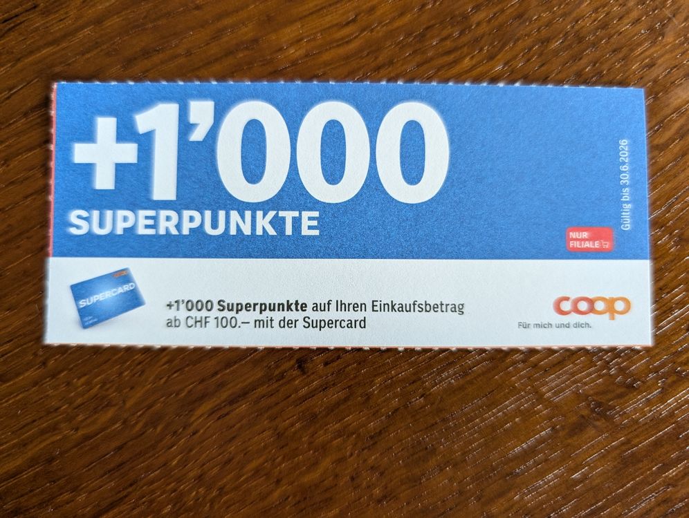 Gutschein Coop Superpunkte +1'000 ab CHF 100.- | Kaufen auf Ricardo