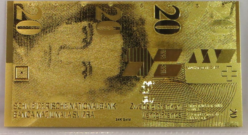 Banknote Schweiz CHF 20.-- / Goldfoliert 🌟 (Neu und originalverpackt ...