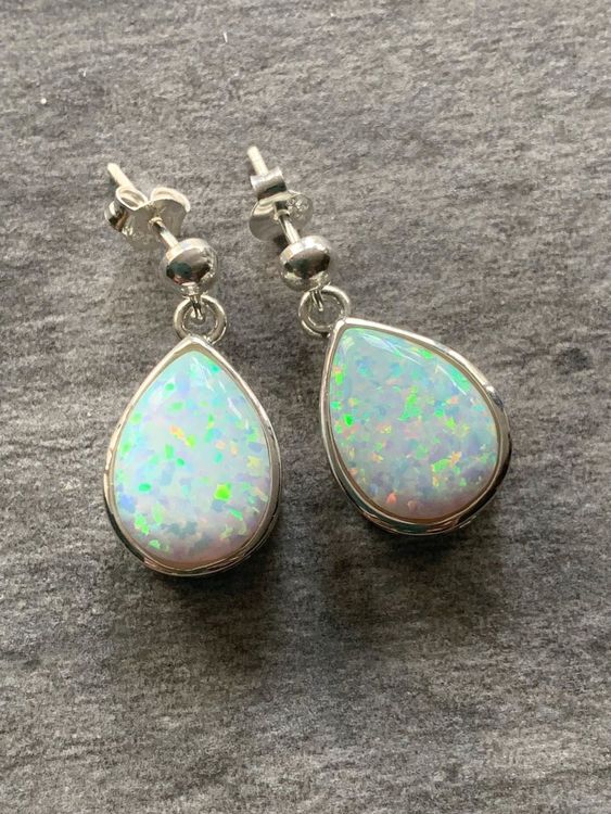 VINTAGE Milchopal Tropfen Ohrhänger 925 | Kaufen auf Ricardo