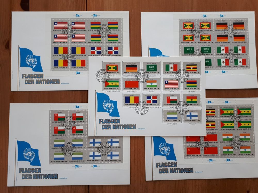 UNO New York FDC: Flaggenserien 1981 – 1987 / Bogen + Einzel (D'occasion) à Dällikon pour CHF 15 ...