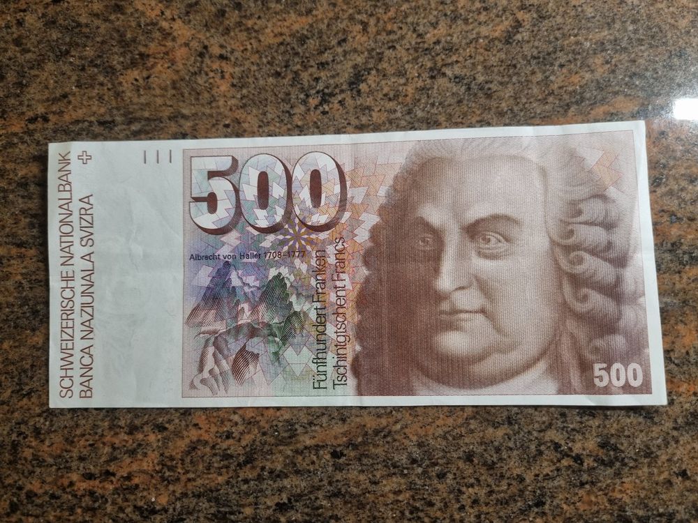 Schweizer 500-Franken-Note, 6. Serie, Jahrgang 1976. Selten! (Gebraucht ...