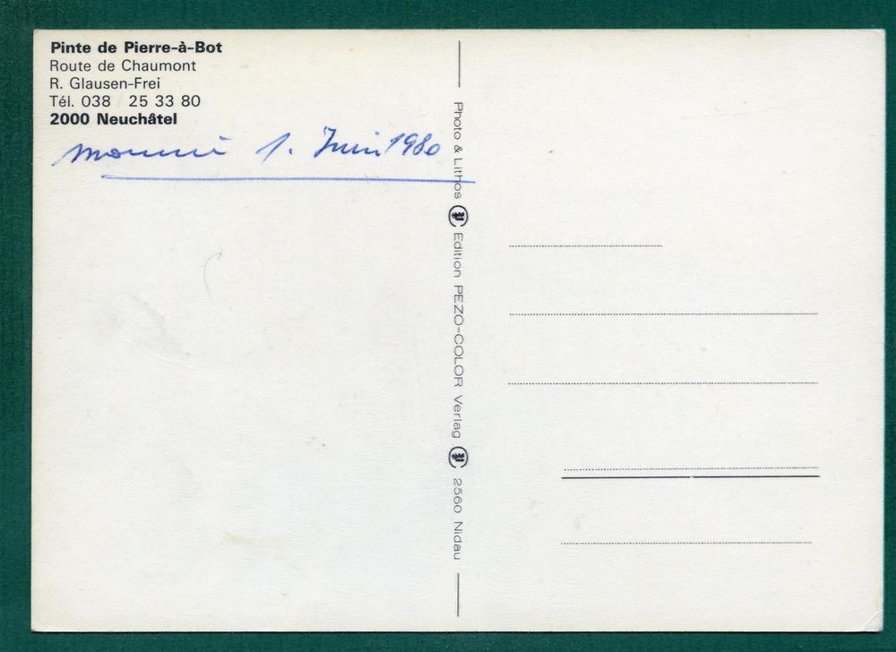 Neuchâtel, Pinte de Pierre-à-Bot, 1980 (Gebraucht) in Sargans für CHF 1 – mit Lieferung auf ...
