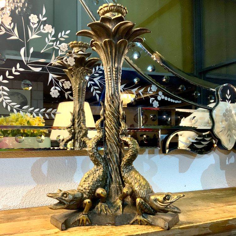 JUGENDSTIL KERZENLEUCHTER ZINKGUSS FRANKREICH UM 1900 | Kaufen auf Ricardo