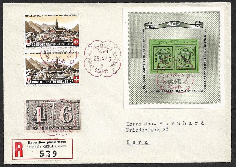 1943 CHARGE Genfer Block W18 + Zusatzfrankatur sauber ab 1.- | Kaufen auf Ricardo