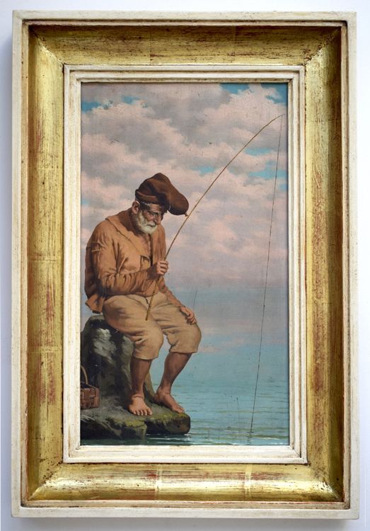 Michele Ricci IT Antikes Ölgemälde Holz Fischer am Strand (D'occasion ...