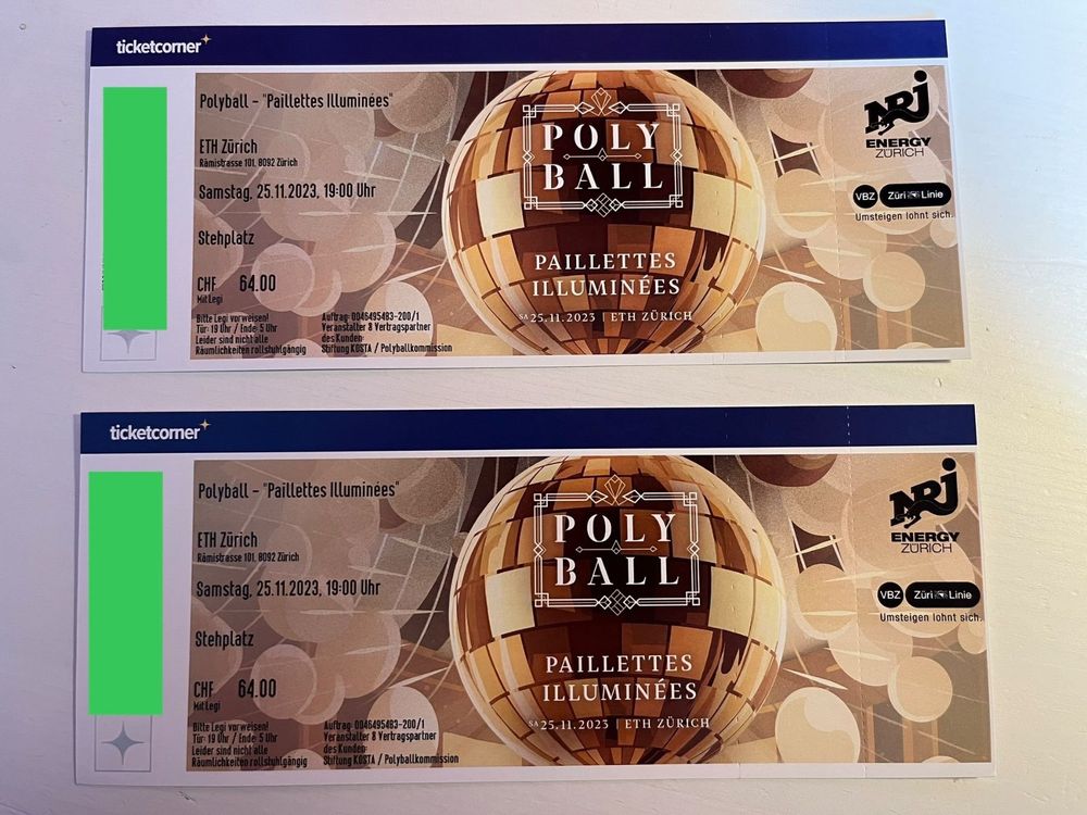 2x Polyball 2023 Papier Ticket (mit Legi) (Neu und originalverpackt) in Zürich für CHF 255 – mit ...