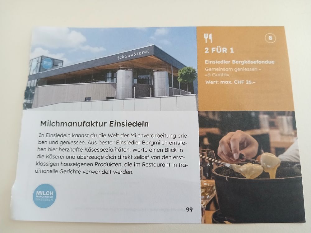Gutschein Einsiedler Bergkäsefondue 2 für 1 (Neu und originalverpackt ...