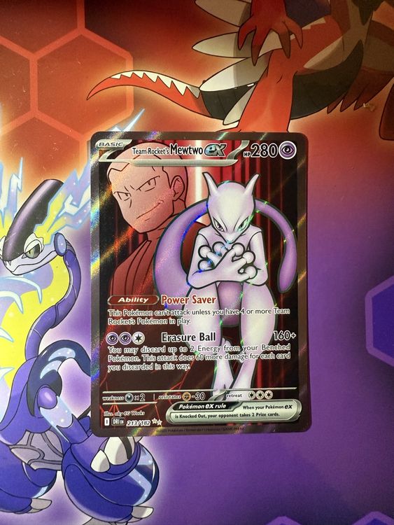 Carte Pokémon Team Rocket's Mewtwo EX -Full Art 213/182 (Neuf (Voir ...