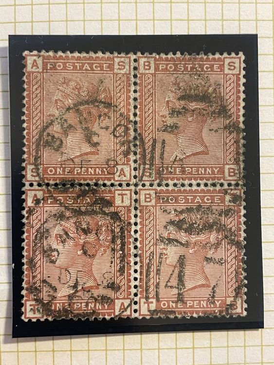 1880 Block of 4 Venetian Red 1d Stamps Provisional Issue W49 (Gebraucht ...