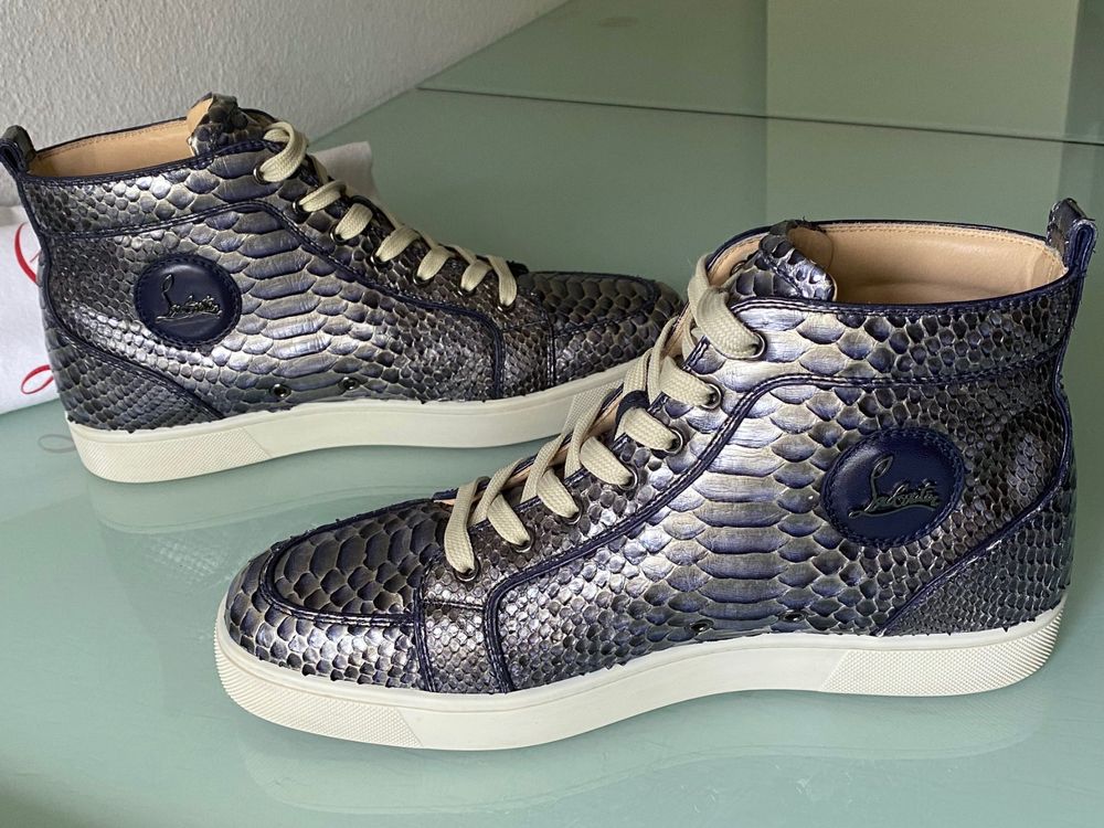 CHRISTIAN LOUBOUTIN Python Blau Holographic Hi Sneakers 43.5 | Kaufen ...